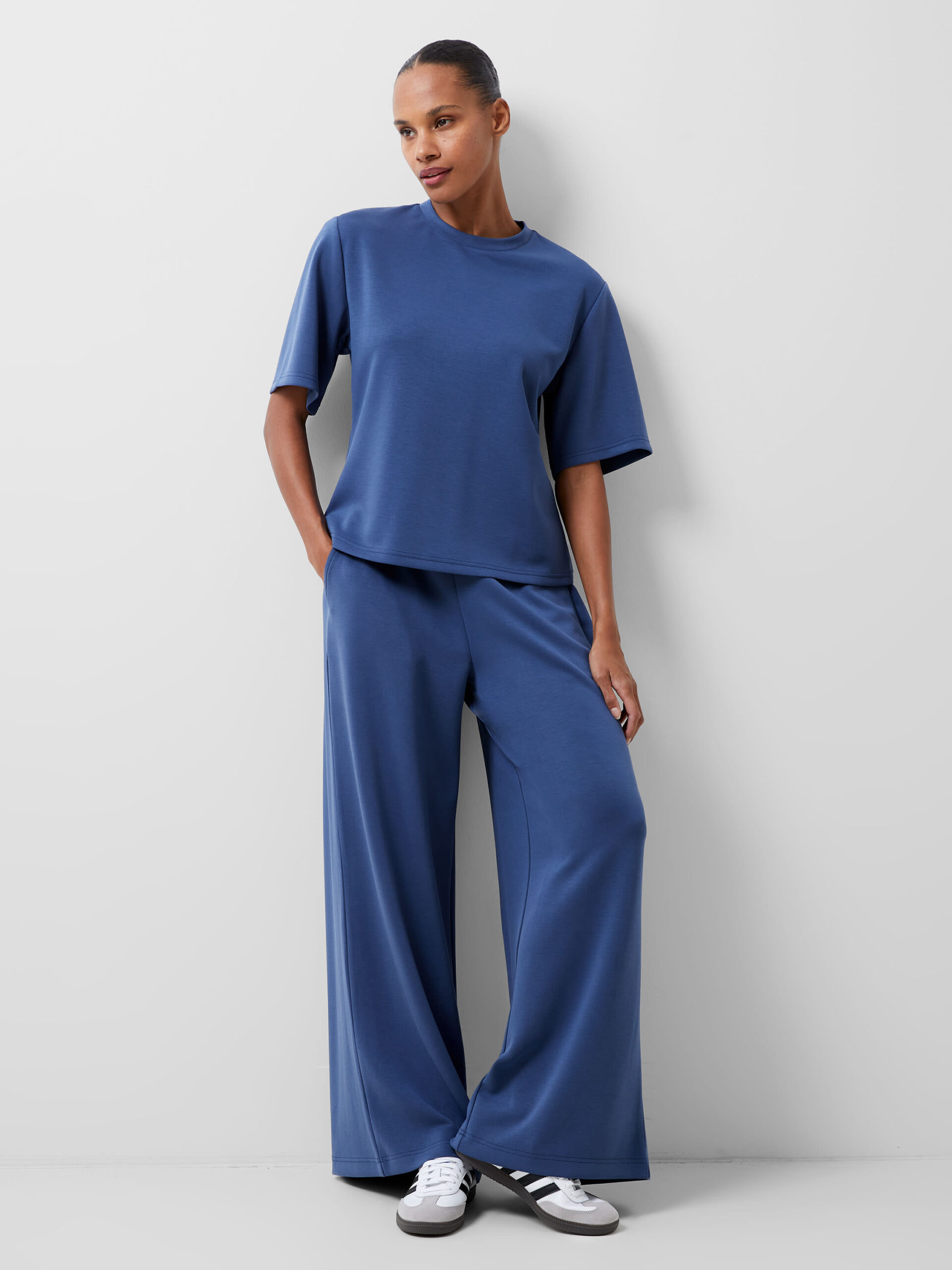 Wren Wide Leg Trouser Navy - Divine